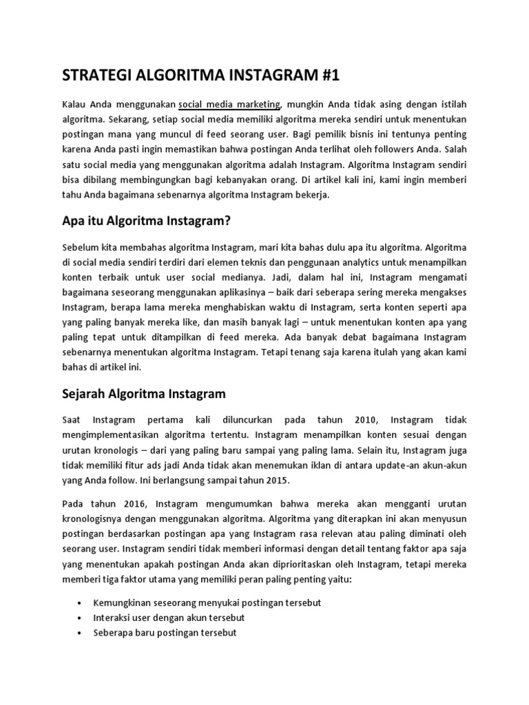 Mempelajari Algoritma Instagram | PDF