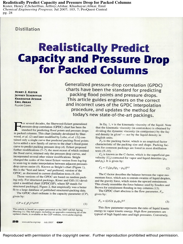 Realistically Predict Capacity and Pressure Drop For Packed Columns PDF ...