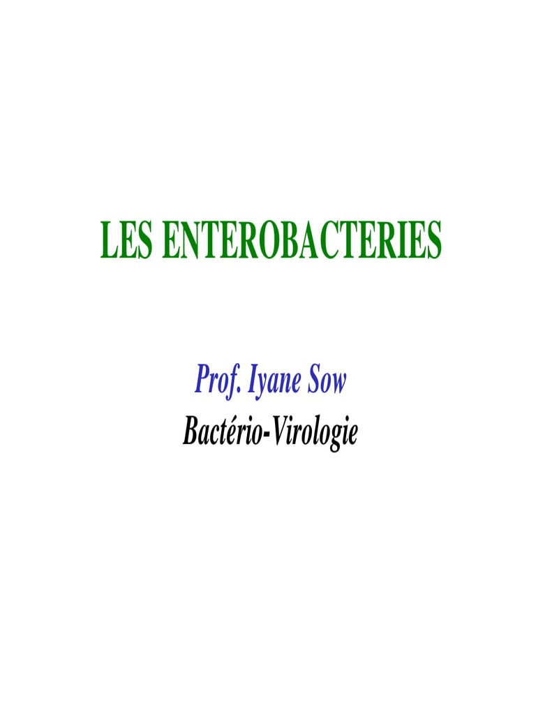 Caractères des Entérobactéries | PDF | Escherichia coli | Épidémiologie