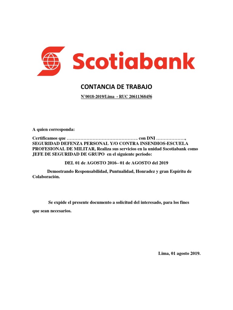 Contancia de Trabajo | PDF