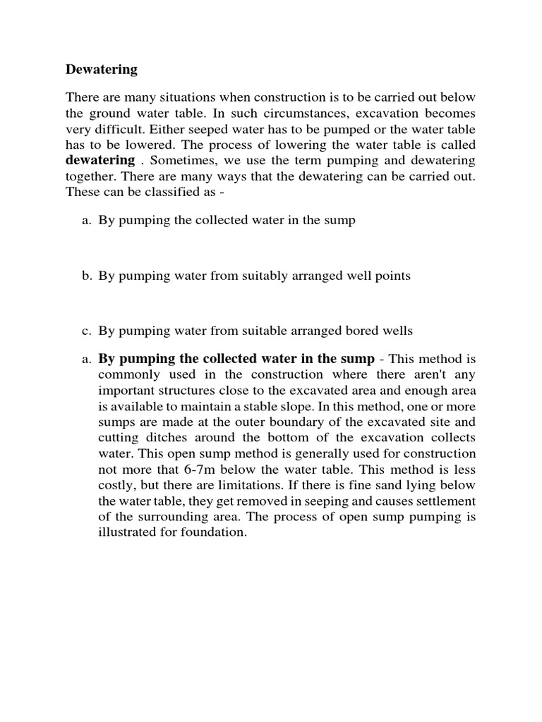 Dewatering Construction Sites Below Water Table | PDF | Excavation ...