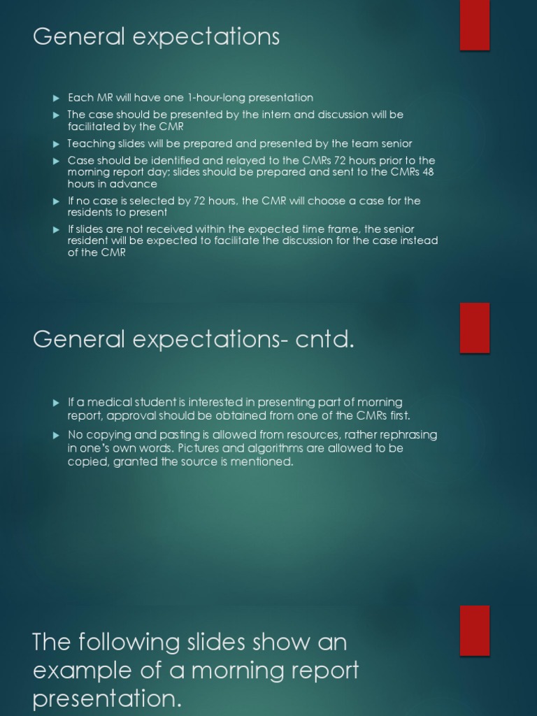 Morning Report Template | PDF | Dough | Health Care