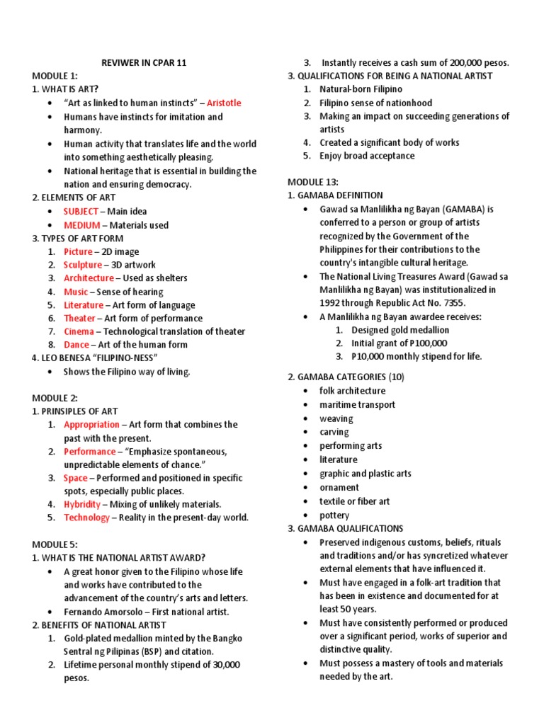 Reviwer in Cpar 11 | PDF