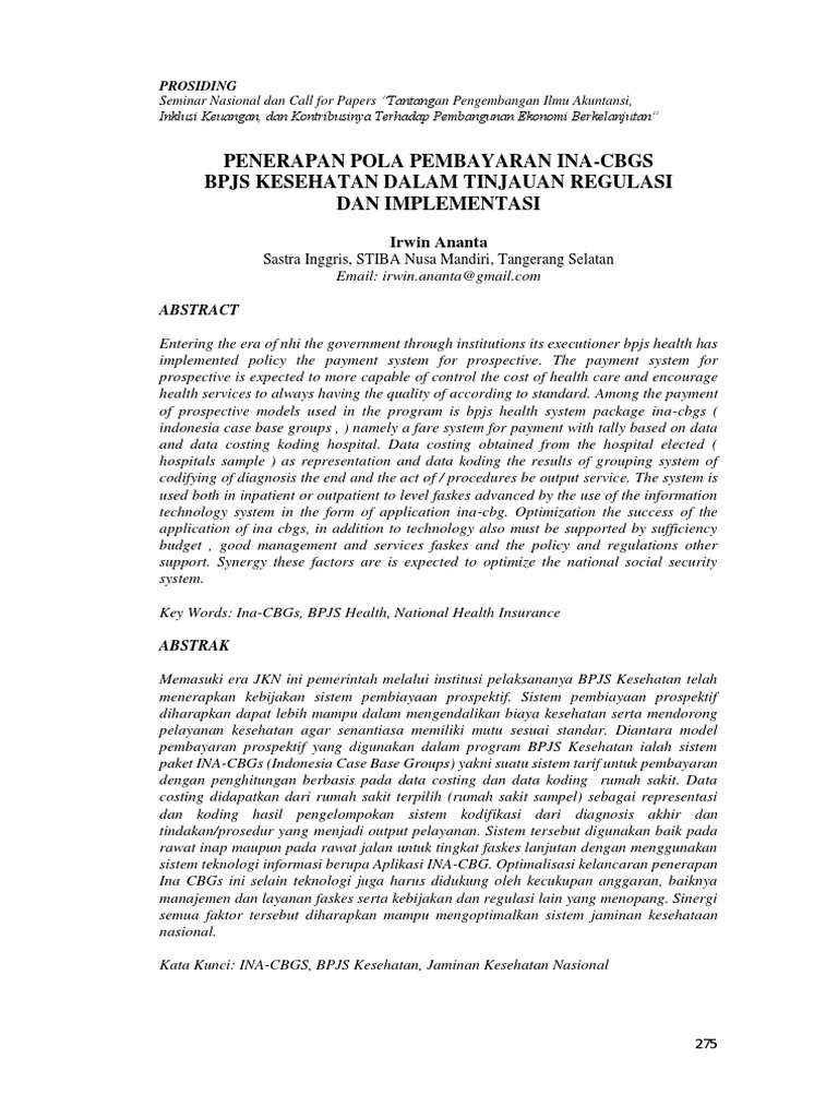 Artikel INA CBGs | PDF | Health Economics | Health Care