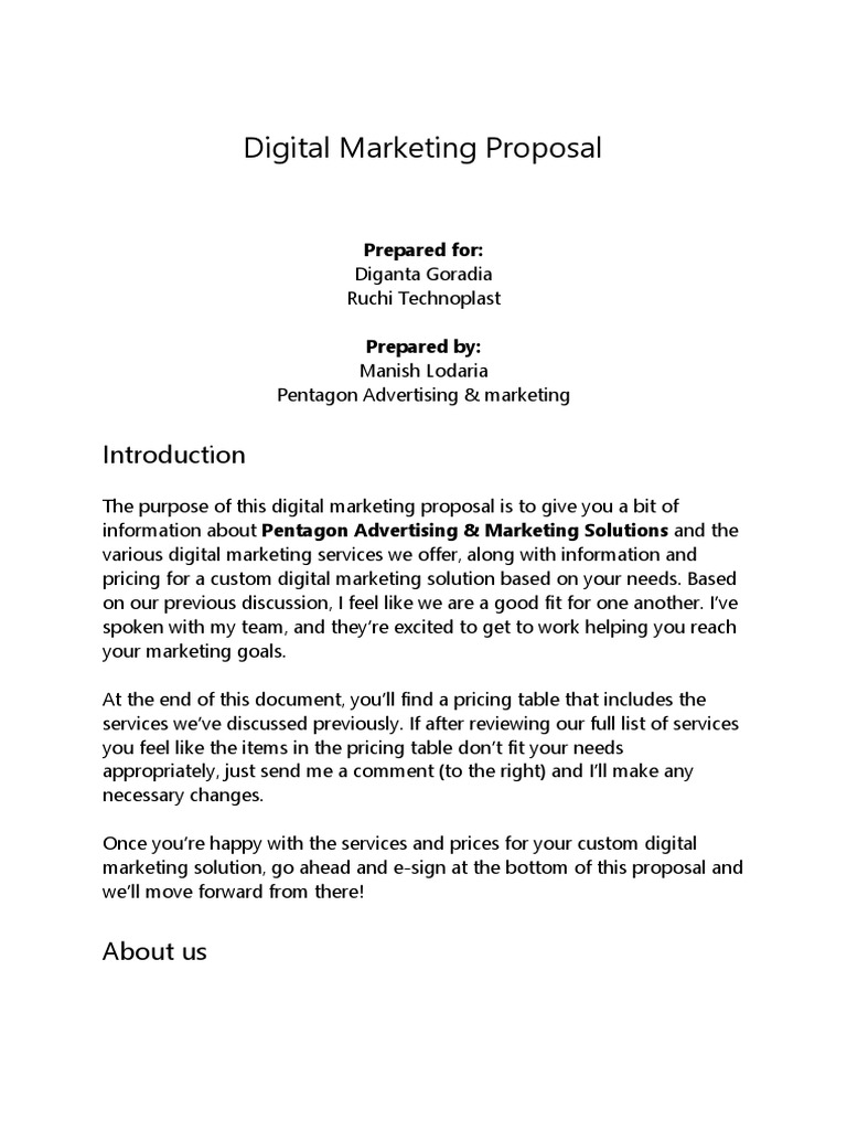 Digital Proposal Template | Digital Marketing | Search Engine ...