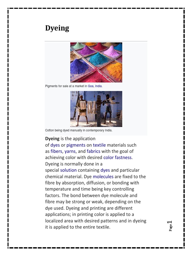 Investigatory Project Chemistry Class 12 On Dyeing | PDF | Dyeing | Dye