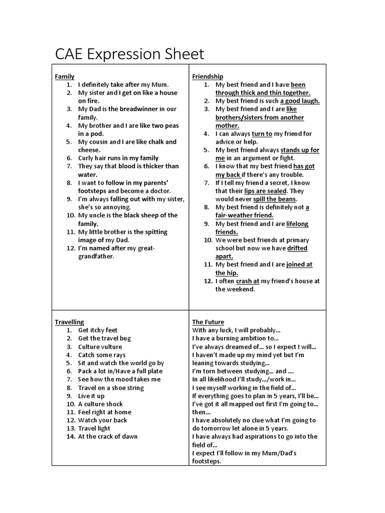 Cae Speaking Expression Sheet1 | PDF