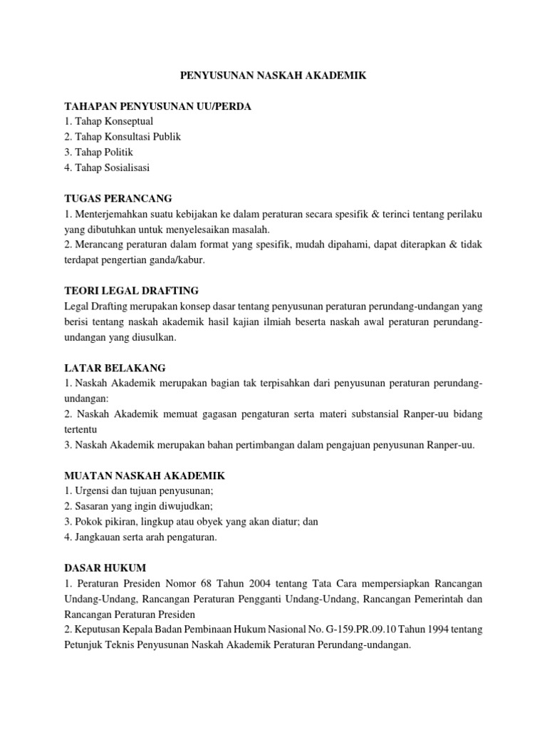 Penyusunan Naskah Akademik UU/Perda | PDF | Karier & Perkembangan