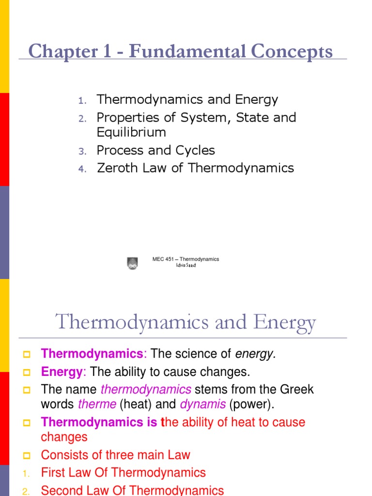 Chapter 1 - Fundamental Concepts | PDF | Thermodynamics | Thermodynamic ...
