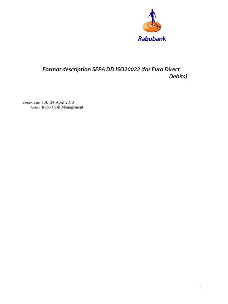 SEPA Direct Debit Format Description | PDF | Banking | Payments