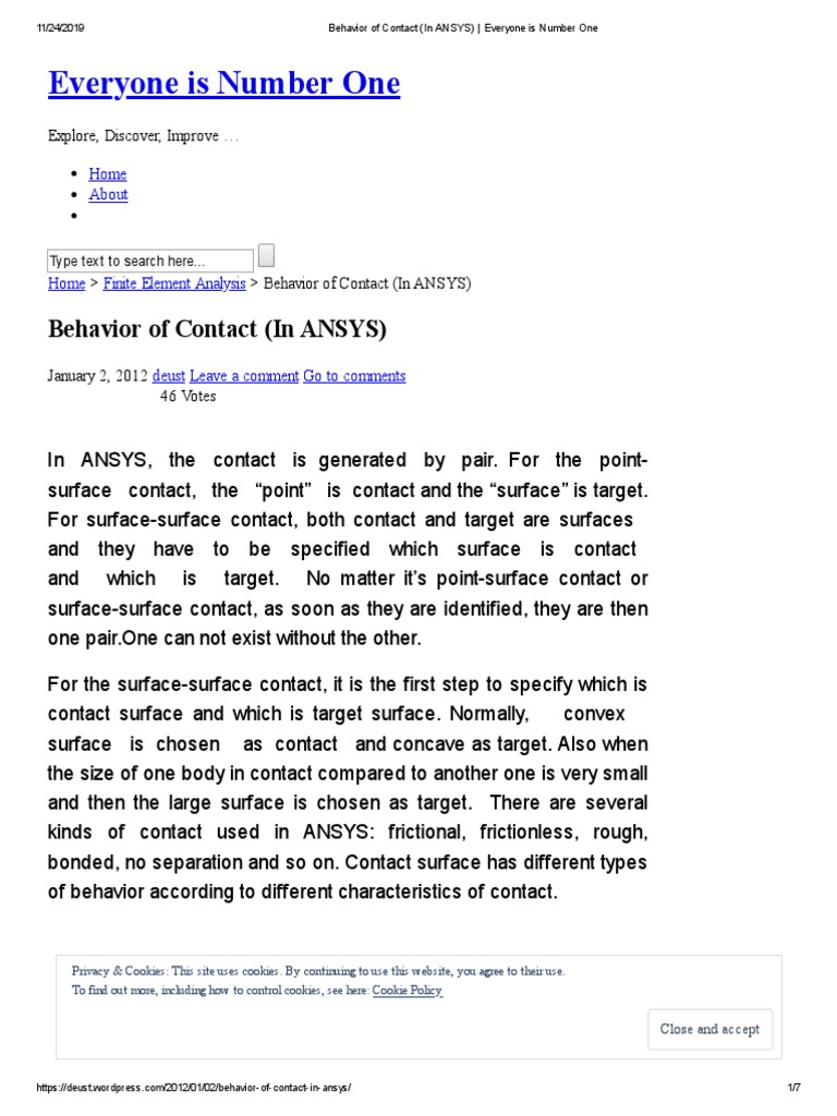 Behavior of Contacts in Ansys | PDF | Http Cookie | Internet Privacy