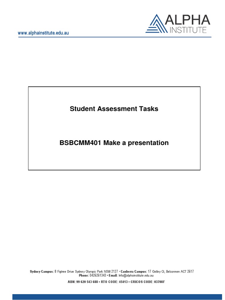 BSBCMM401 Presentation Assessment Guide | PDF | Nonverbal Communication ...