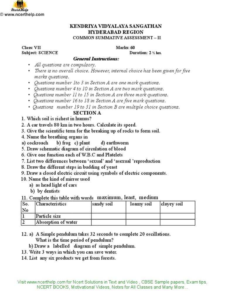 Cbse Sample Papers For Class 7 Science Sa2 | PDF | Atmosphere Of Earth ...