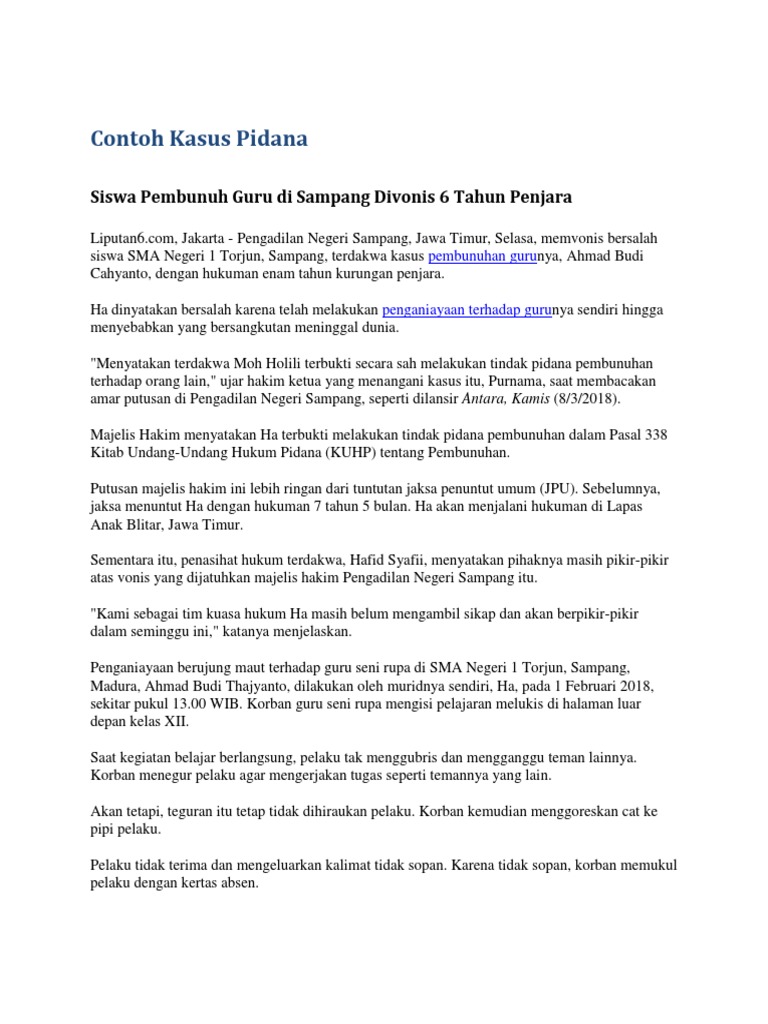 Contoh Kasus Pidana Dan Perdata-1 | PDF