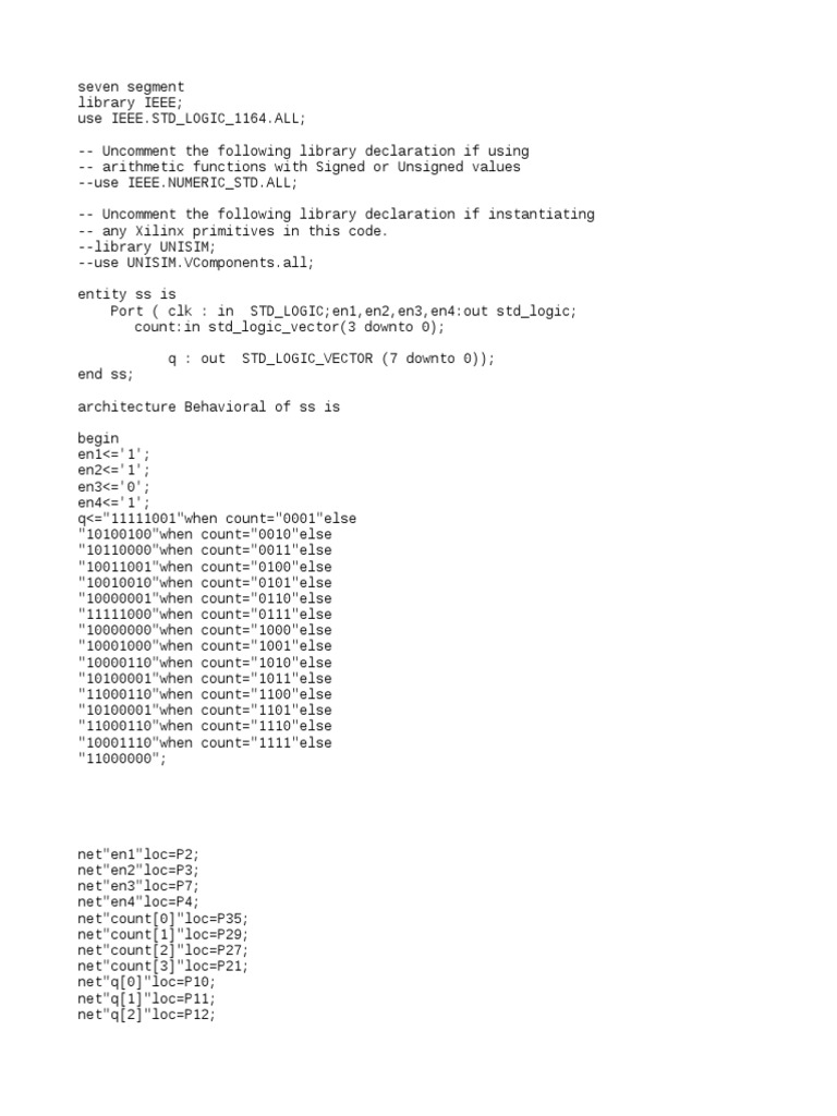 VHDL Code | PDF | Computer Programming | Software Engineering VHDL Code | PDF | Computer Programming | Software Engineering
