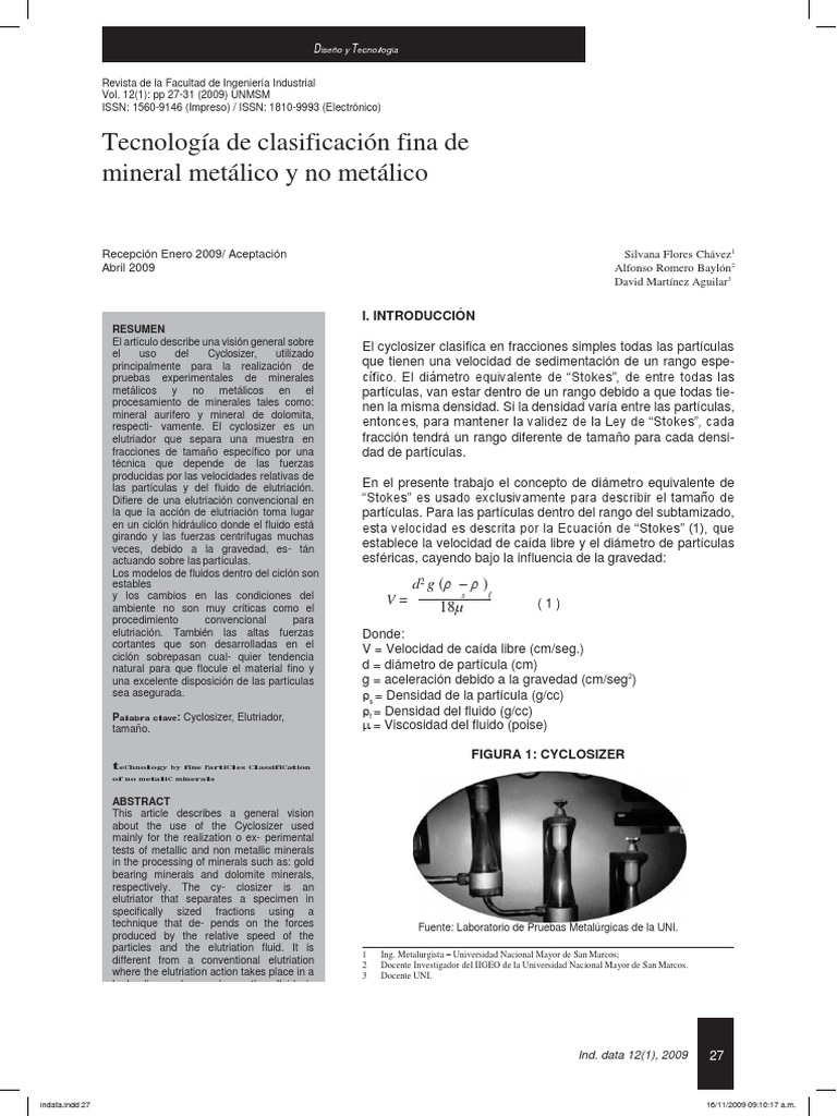 Cyclosizer | PDF | Cantidades fisicas | Física Aplicada e ...