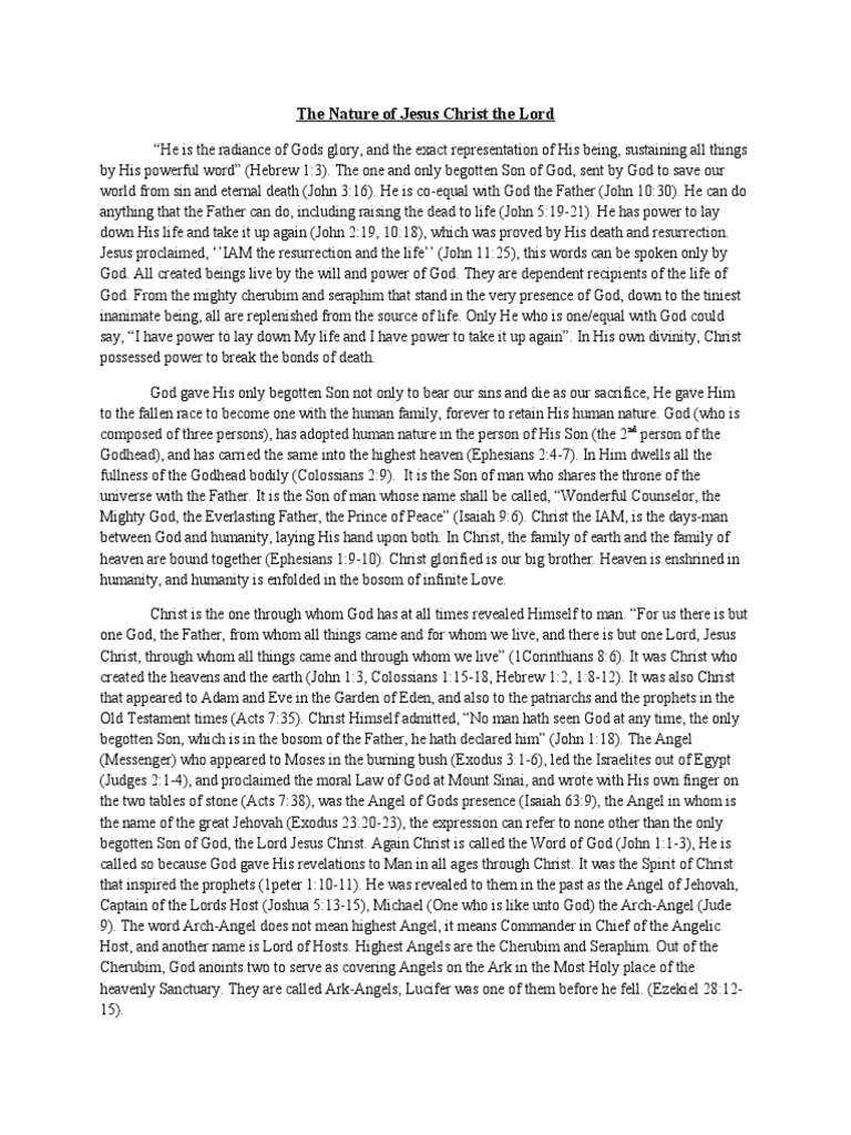 The Nature of Jesus Christ | PDF | God The Father | Theology