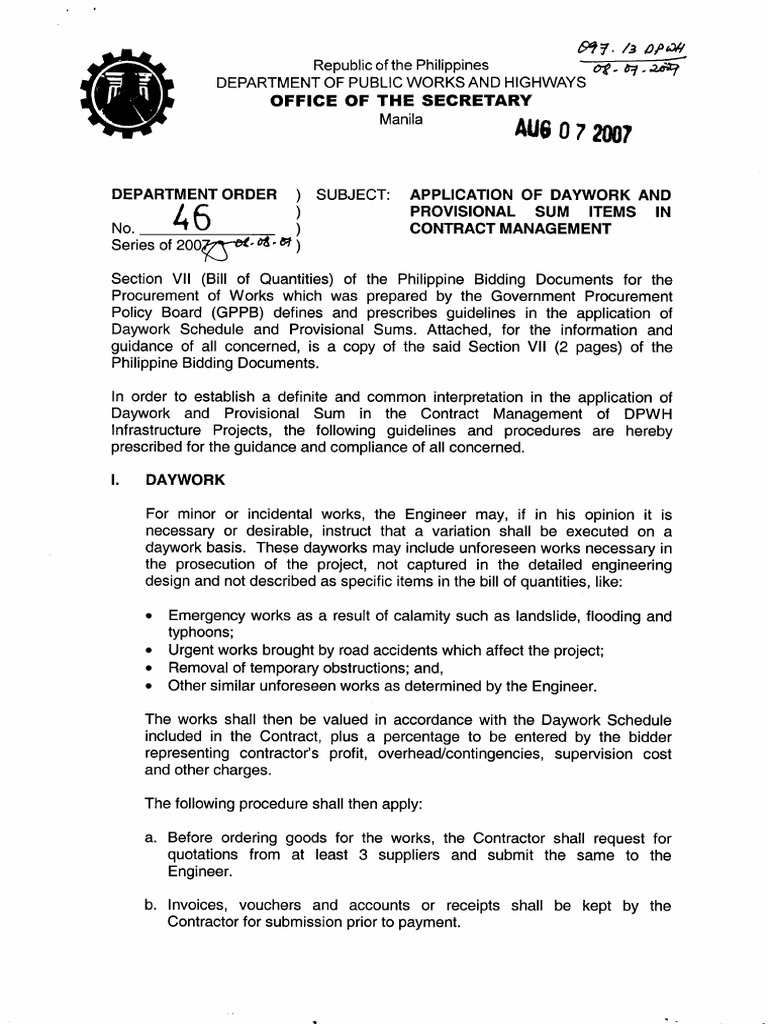 DO - 046 - S2007 Dayworks and Provisional Sum PDF | Download Free PDF ...