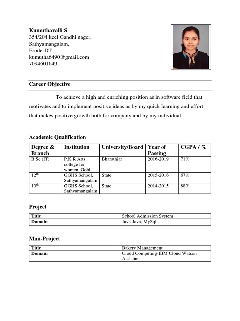 Kumutha Resume | PDF