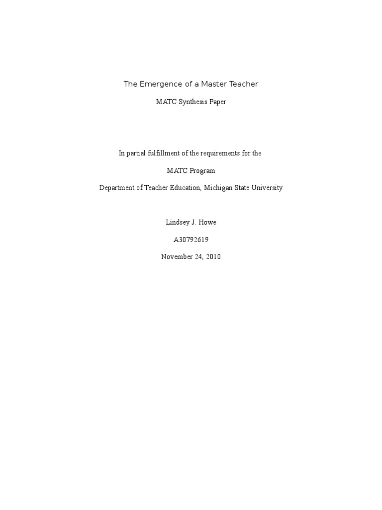 Synthesis Paper | Teachers | Cognitive Science