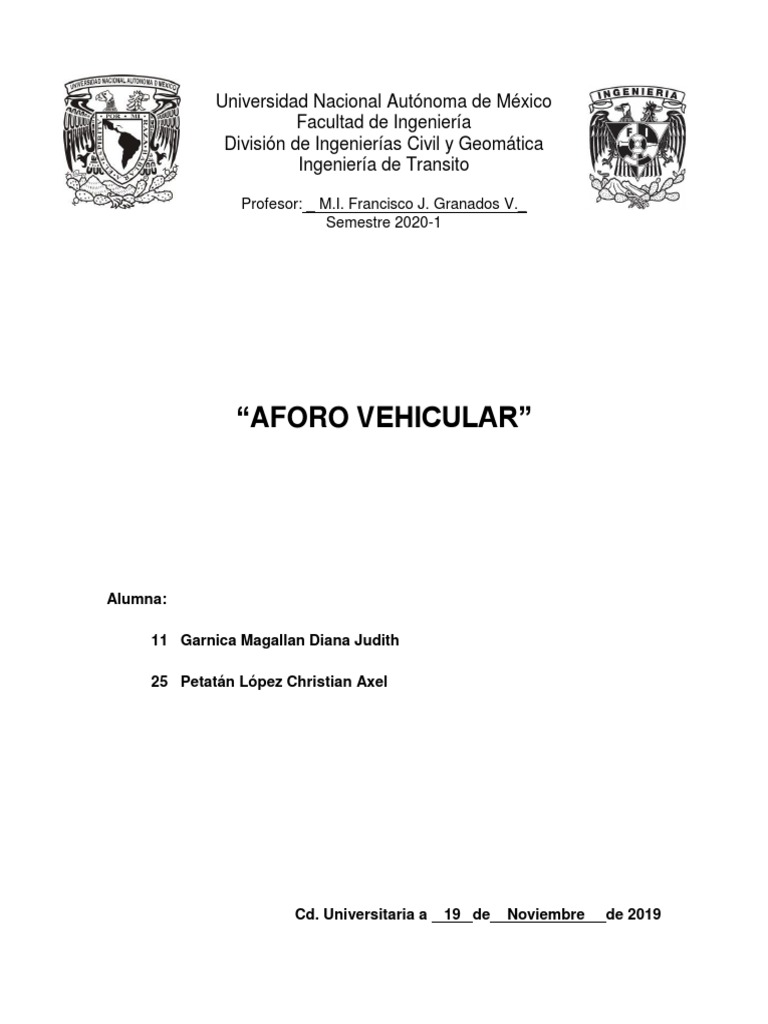 Definición de Aforo Vehicular | PDF | Intersección (carretera) | Transporte por carretera