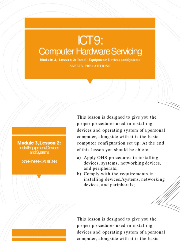 ICT9 Computer Hardware Safety | PDF | Personal Protective Equipment | Electricity