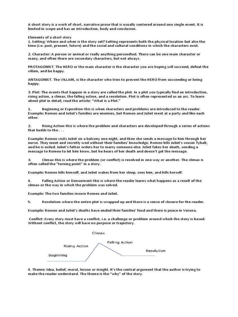 A Short Story Elements Pdf Plot Narrative Romeo And Juliet