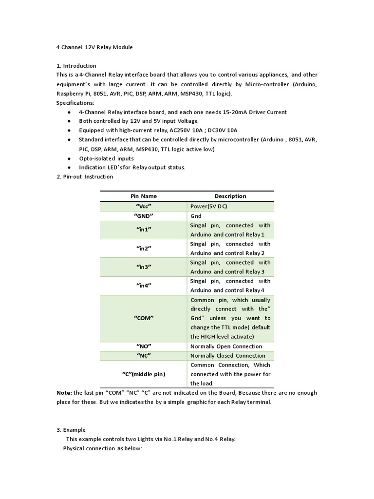 TA0045 4 Channel Relay Module | PDF | Arduino | Relay