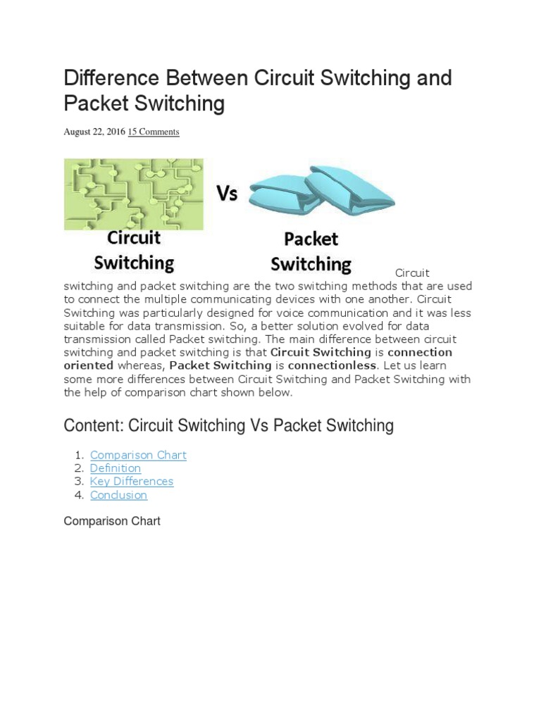 Circuit vs. Packet Switching Explained | PDF | Packet Switching ...