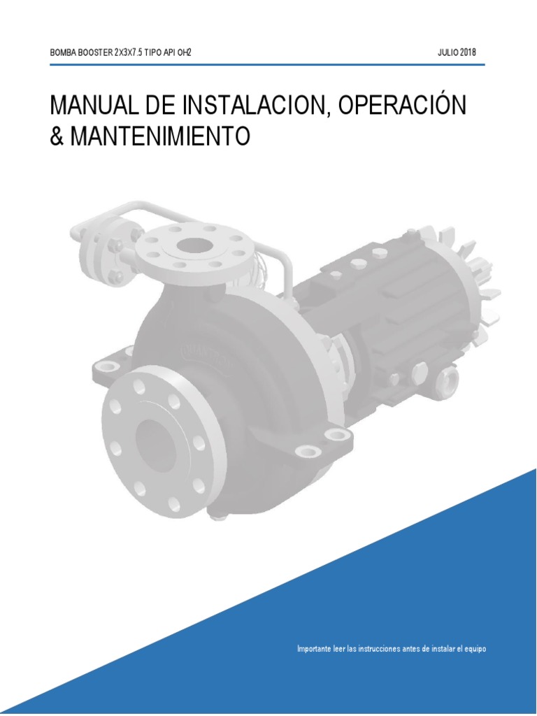 Manual de Operacion y Mantenimiento Bomba 2x3x7.5 Ns 2375-36 | PDF | Petróleo | Bomba