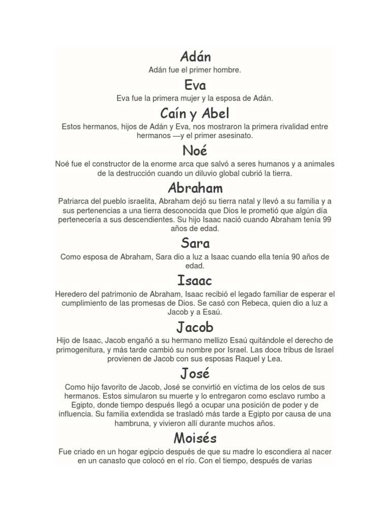 Personajes Bíblicos y sus Historias | PDF | Jacob | Isaac