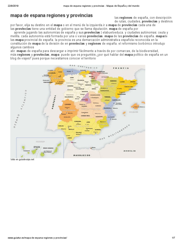 Mapa de Espana Regiones y Provincias - Mapas de España y Del Mundo ...