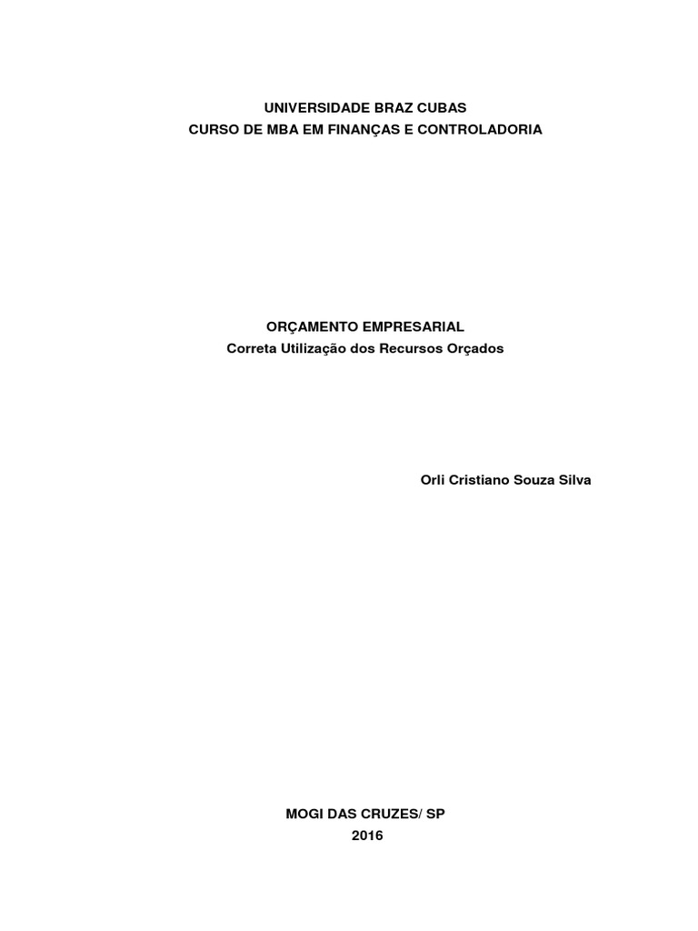 TCC Orçamento Empresarial - Correta Destinação Dos Recursos | PDF ...