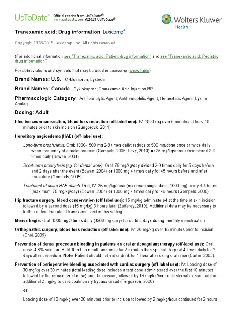 TXA | PDF | Thrombosis | Coagulation