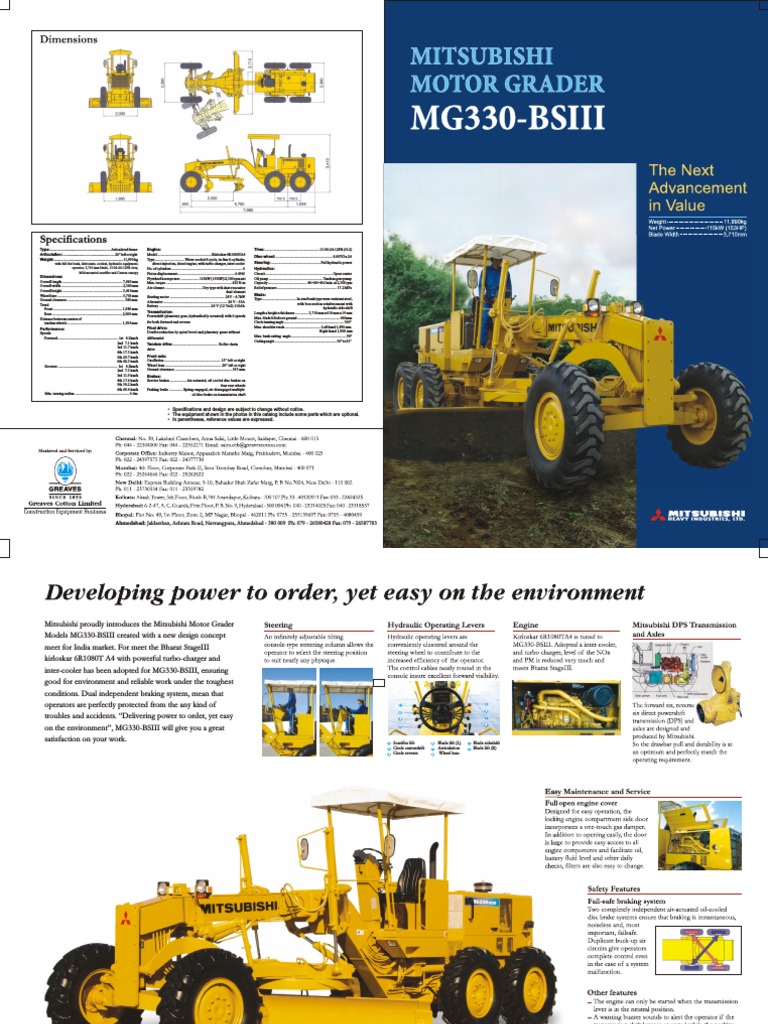Motor Grader mg330 | PDF | Transmission (Mechanics) | Engines