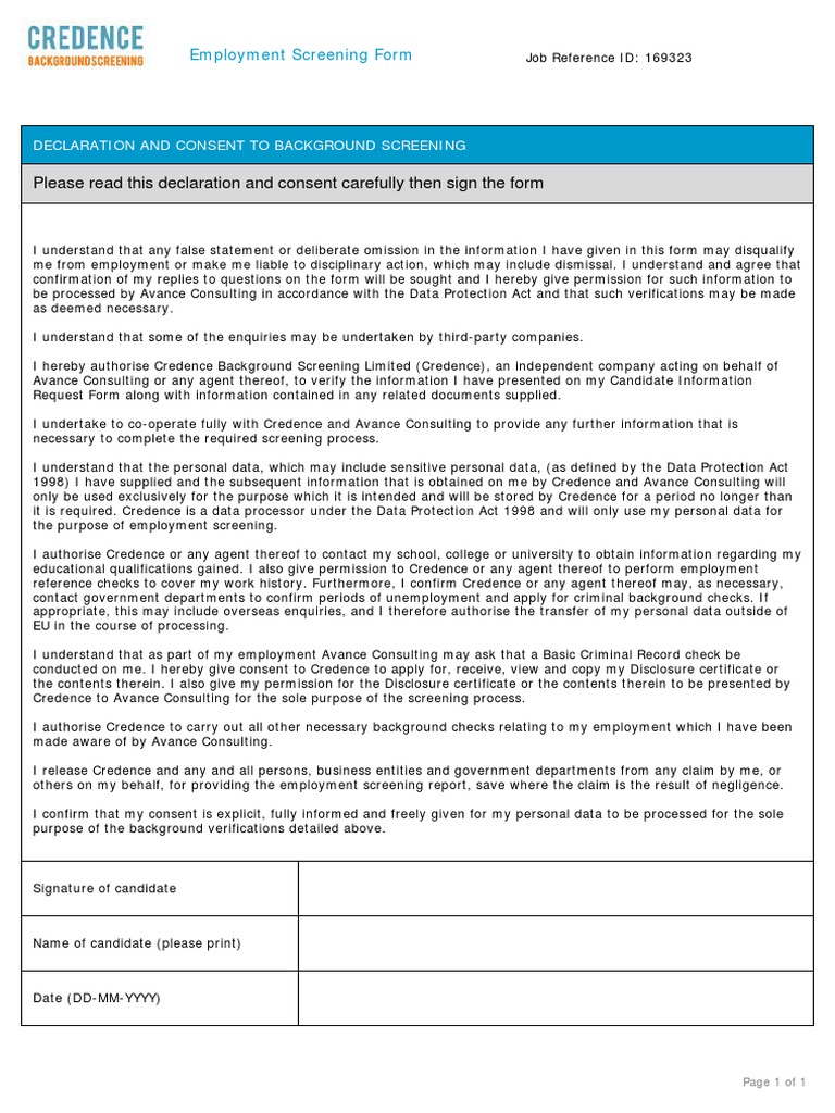 Candidate Declaration | PDF | Background Check | Criminal Record