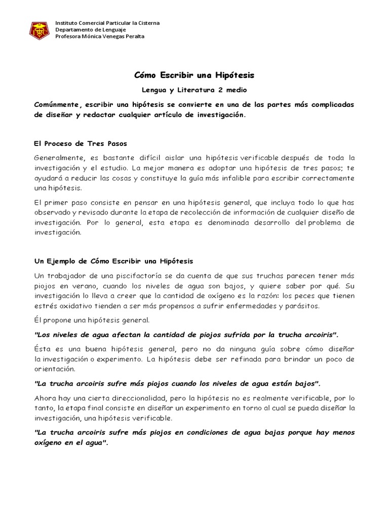 Cómo Escribir Una Hipótesis 2 Medio | PDF | Hipótesis | Estadísticas
