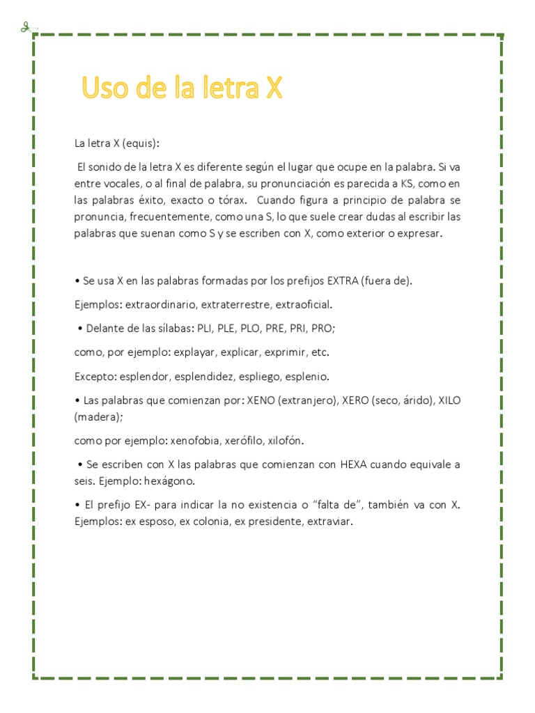 Uso de La Letra X | PDF | Artes del Lenguaje y Comunicación | Estudios ...