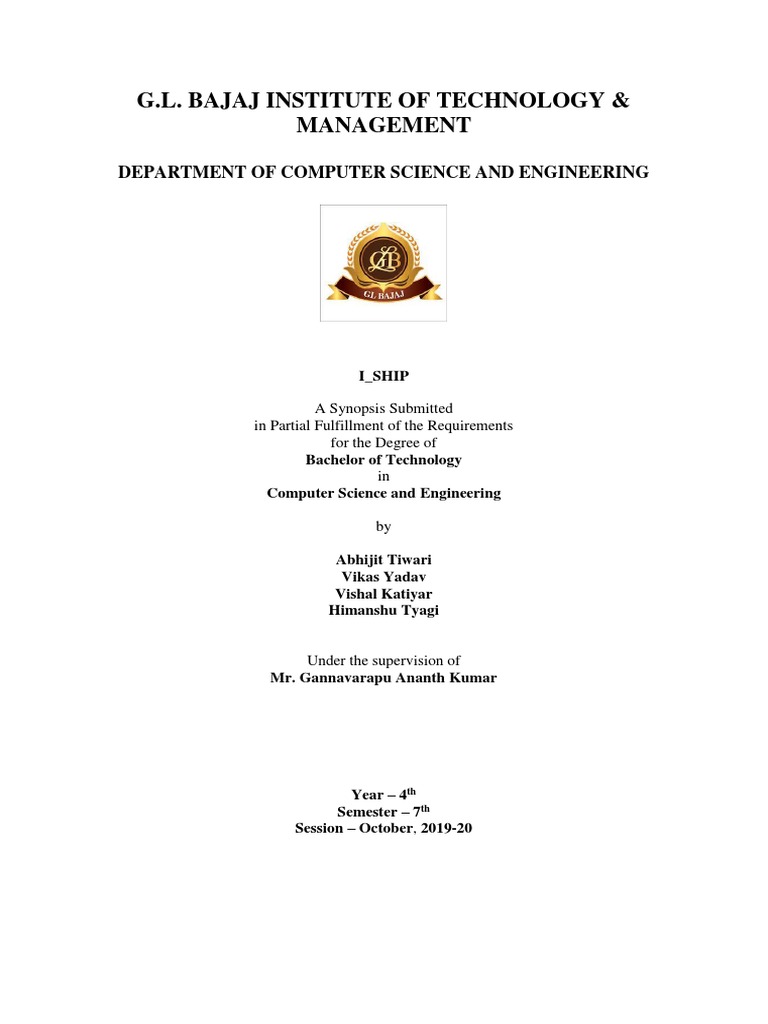 Final Year Project Synopsis | PDF | Cargo | Computer Engineering