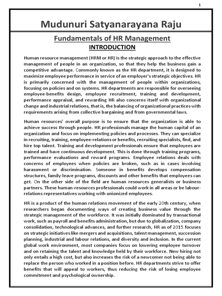 Fundamentals of HR Management | PDF | Human Resource Management | Human ...