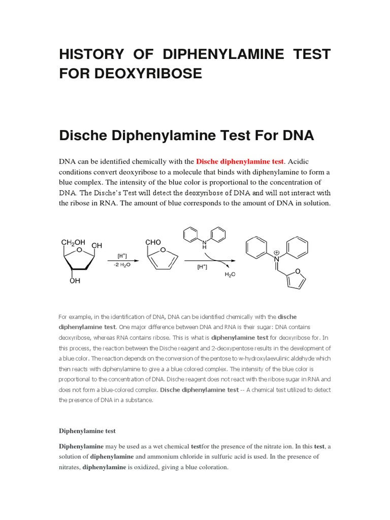 History of Diphenylamine Test | PDF | Dna | Nitrite