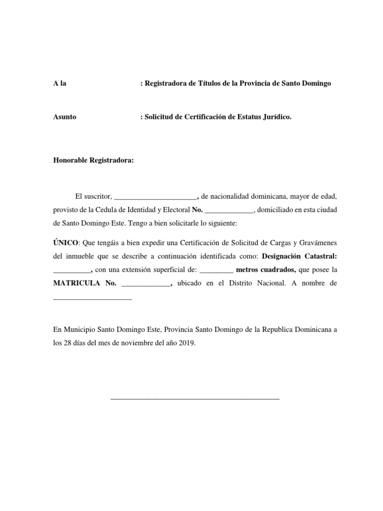 Solicitud de Estatus Juridico | PDF