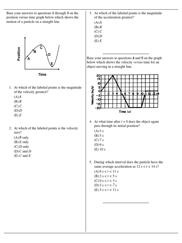 1D Motion With Graphs PDF | PDF | Velocity | Acceleration