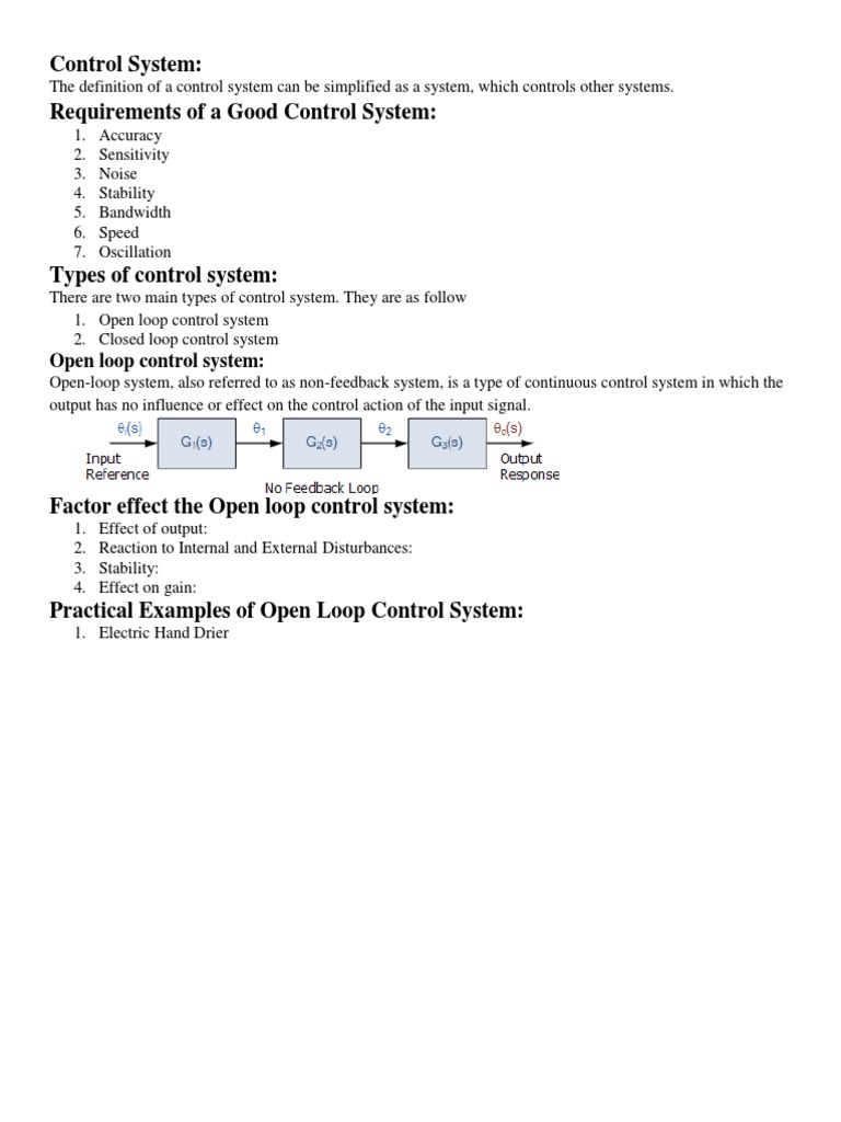 Closed Loop and Open Loop Control System PDF File Sir | PDF | Control ...