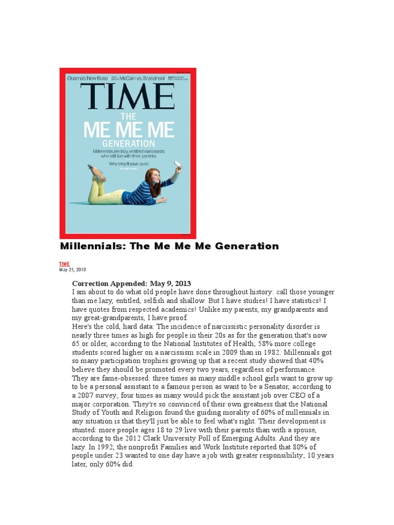 Millennials - The Me Me Me Generation | PDF | Millennials | Narcissism