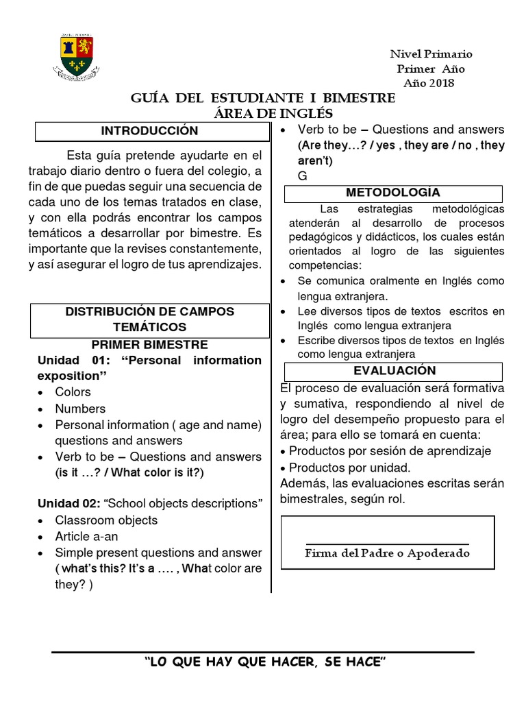 Guia Del Estudiante 1° Grado | PDF | Aprendizaje | Cognición