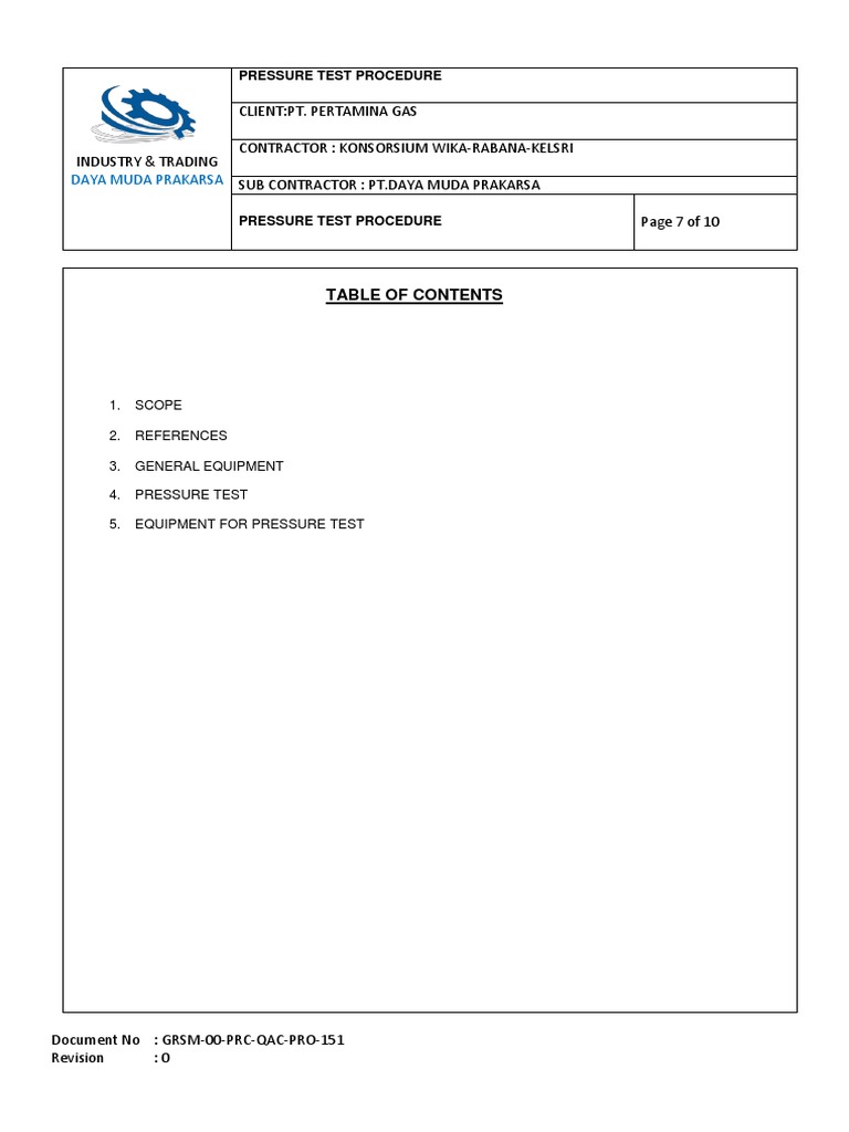 Sop Pressure Test | PDF | Valve | Pipe (Fluid Conveyance)