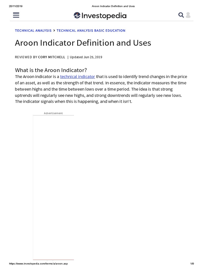 Aroon Indicator Definition and Uses | PDF | Technical Analysis | Market ...