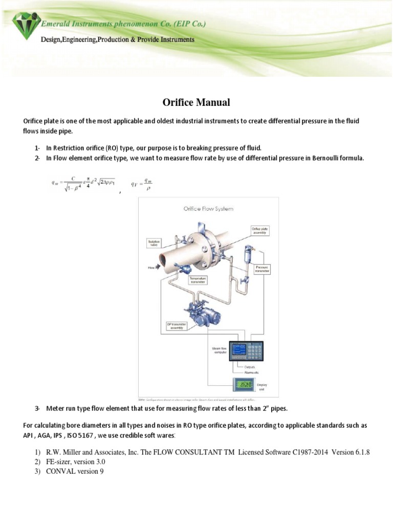 Orifice Manual 1 PDF | PDF | Pipe (Fluid Conveyance) | Chemical Engineering