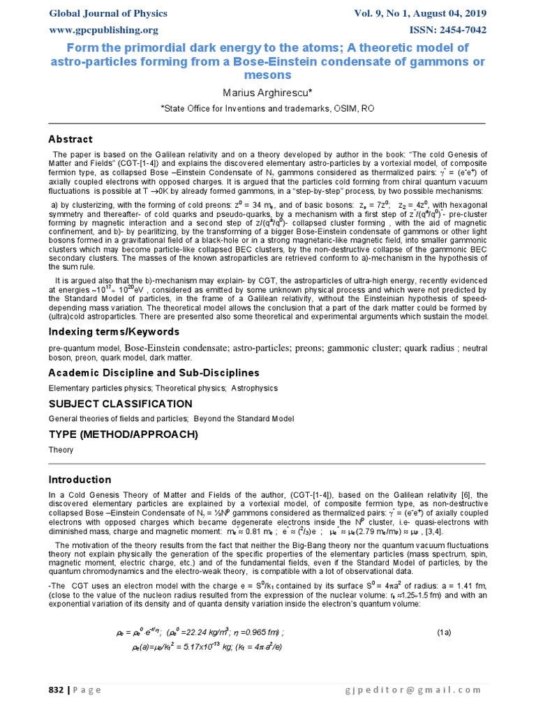 From Primordial DarkEnergy To The Atom | PDF | Particle Physics ...